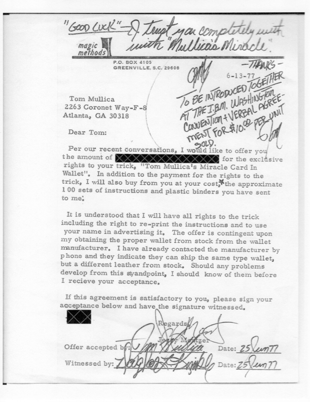 Mullica Wallet - The Tom Mullica Signed Card To Wallet - Magic Methods