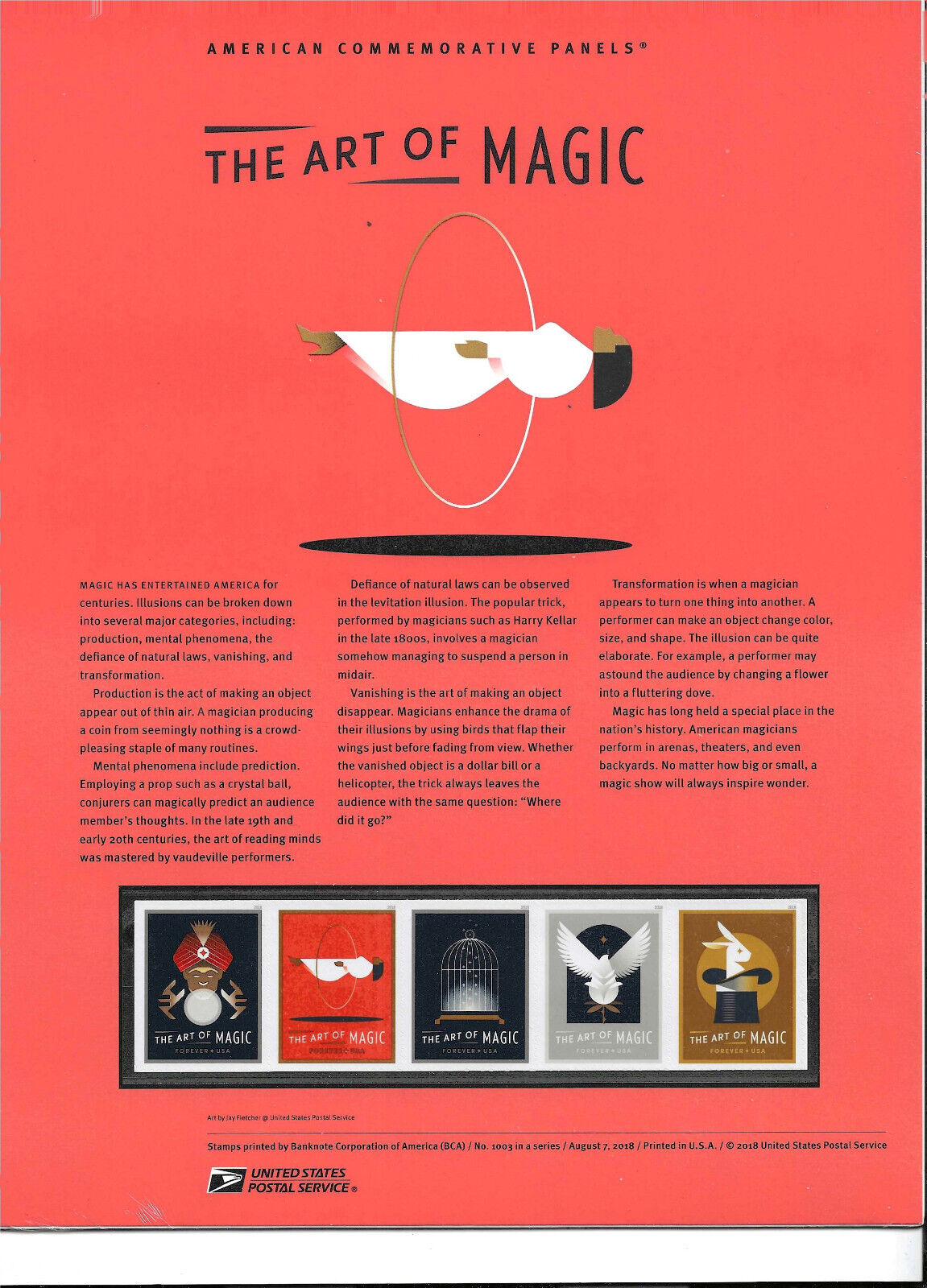 USPS Commemorative Panel of The Art of Magic Stamps - Magic Methods